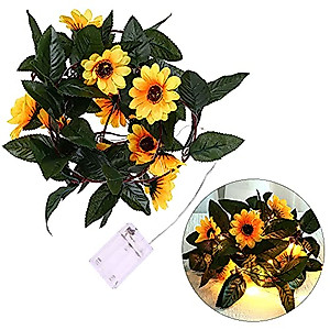BeautyOL 30LED Green Leaf Sunflower Lights,Flower String Lights for Home Garden Decor