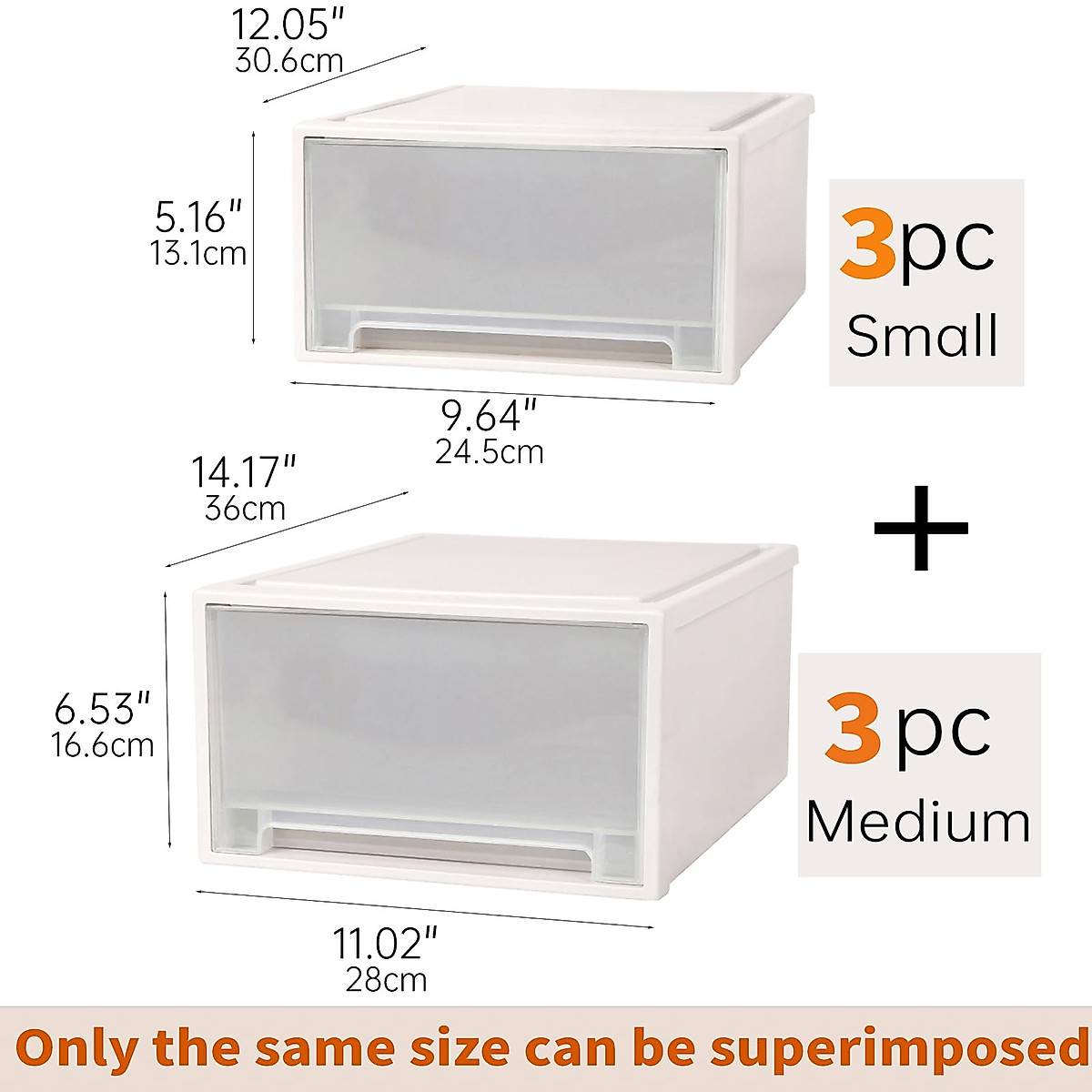 Yishyfier Stackable Plastic Storage Drawer Organizer with Clear Doors for Pantry,Bedroom,Closet,Desk,Home and Office De-Clutter,Store Under-Sink,Shoes and Crafts,Hallway,Entryway,Under Bed (3M+3S)