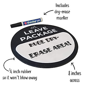 Leave Package Here Sign Mat [Dry - Erase]: Custom Message. Heavy-Duty Rubber. Avoid Contact. Stops Package Theft. Great for Amazon Key.