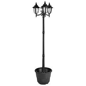 Sun-Ray 312010 Hannah Three Head Solar Lamp Post and Planter, 7 ft, Black