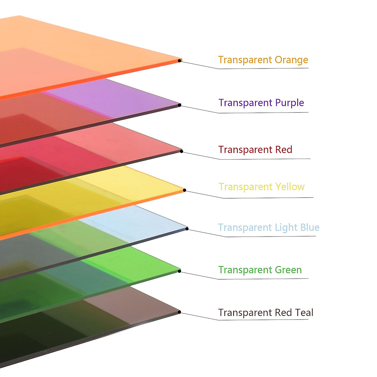 XLNT TECH 7 Pieces & 7 Colors 8" x 12" x 0.118" Transparent Colored Cast Acrylic Sheets, Plexiglass Plastic Sheet for Laser Cutting, Engraving Signs, DIY Projects.