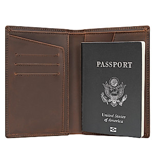 Polare Functional RFID Blocking Leather Passport Holder Travel Bifold Wallet For Men(Dark Brown)