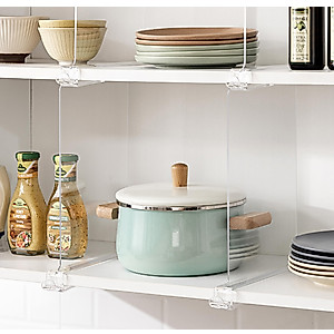 Famyards 6 Pack 12 Inches [Extra Tall Version] Clear Shelf Dividers for Organization, Acrylic Closet Shelf Vertical Shelves Organizer for Bedroom, Office and Kitchen