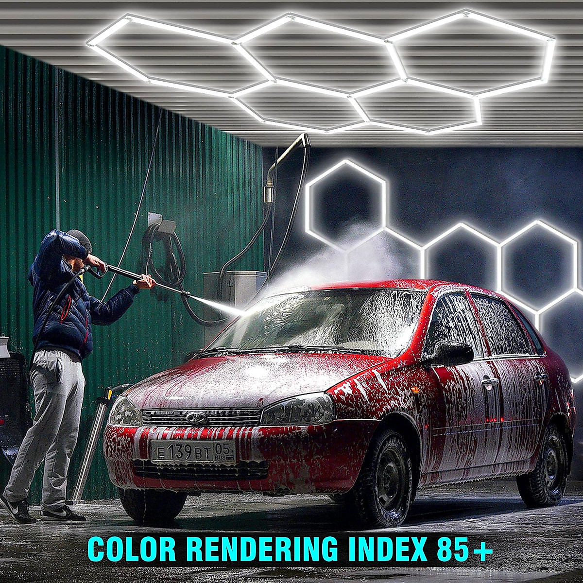 YOSHINE Hexagon LED Garage Lights: 192W 23040LM Super Bright Hexagon LED Shop Lights, CRI 85+, 25 Pack Aluminum Alloy Shell Hex Garage Led Ceiling Lights, Hexagon Led Lights for Garage, Basement, Gym