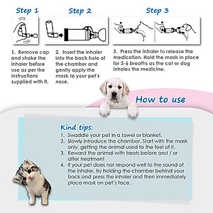 QMARK Inhaler Spacer with 2 Masks for Pets Cat and Small Dog Inhaler Spacer for MDI,with Round Shape Silicone Mask, Feline Aerosol Chamber with Breathing Indicator