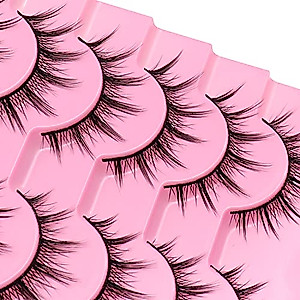 Ahrikiss Manga Lashes Natural Look Wispy Anime Lashes Soft Fake Eyelashes Lightweight False Eyelashes Faux Mink Lashes Look Like Individual Lashes 8 Pairs Eye Lashes Pack | 009
