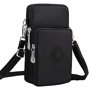 LassZone Women Crossbody Phone Bag Zipper Waterproof Nylon Wallet Cellphone Purse Ladies Shoulder Bag Wristlet Handbag