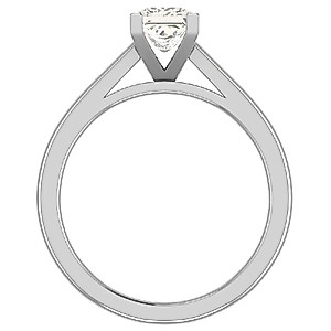 Diamond Engagement Rings for Women GIA Certified Princess Solitaire Diamond Ring 14K White Gold 0.50 carat (L,I2) (Ring Size 10)
