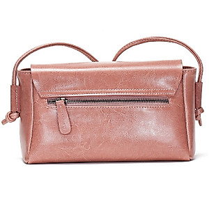 JeHouze Women's Leather Messenger Small Crossbody Handbag Shoulder Purse (Pink)