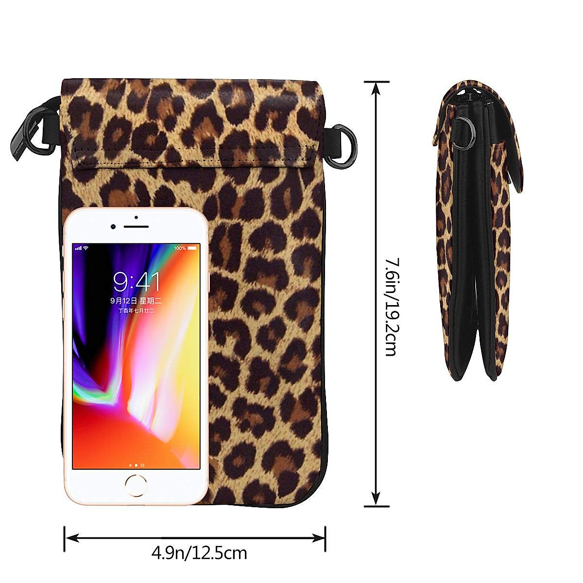 YongColer Fashion Small Cellphone Crossbody Shoulder Bag Leopard Print Cell Phone Purse Wallet Lightweight Roomy Pockets Smartphone Bag For Women Girls Teens