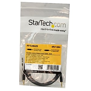 StarTech.com 6 ft Slim 3.5mm Stereo Audio Cable - M/M - 3.5mm Male to Male Audio Cable for Your Smartphone, Tablet or MP3 Player (MU6MMS) Black