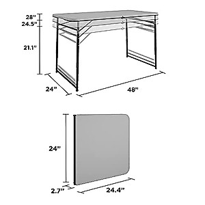 COSCO 4 ft. Fold-in-Half Portable Utility Table, Gray, Indoor/Outdoor, for Crafting, Tailgating, & Camping