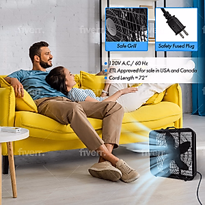 Comfort Zone Box Fan with Carry Handle, 20 inch, 3 Speed Full-Force Air Circulation with Air Conditioner, Floor Fan, Bedroom Fan, Airflow 15.03 ft/sec, Ideal for Home, Bedroom & Office, CZ200ABK