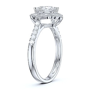 PRSTANI 10K White Gold Vintage Milgrain Romantic Petals Halo 1.0 CT Simulated Diamond Engagement Ring (7)