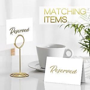 10 Gold Foil Reserved Signs for Wedding with Gold Table Number Holders