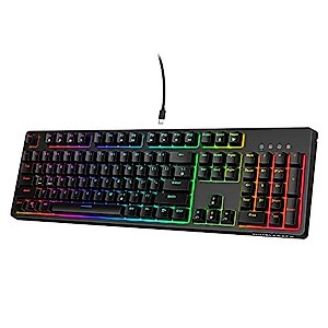 LTC NB1041 Nimbleback Wired Mechanical Keyboard, Hot-Swappable 104Keys RGB Backlit Gaming Keyboard, Red Switch/Black