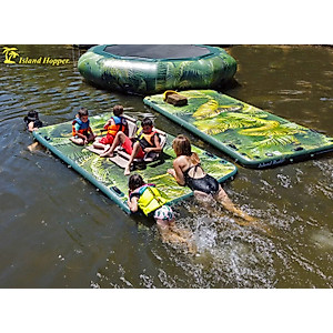 Island Hopper Lakeside Tropical Graphics Series 10ft x 6ft inflatable water platform floating dock & bouncer slide (Platform Only)