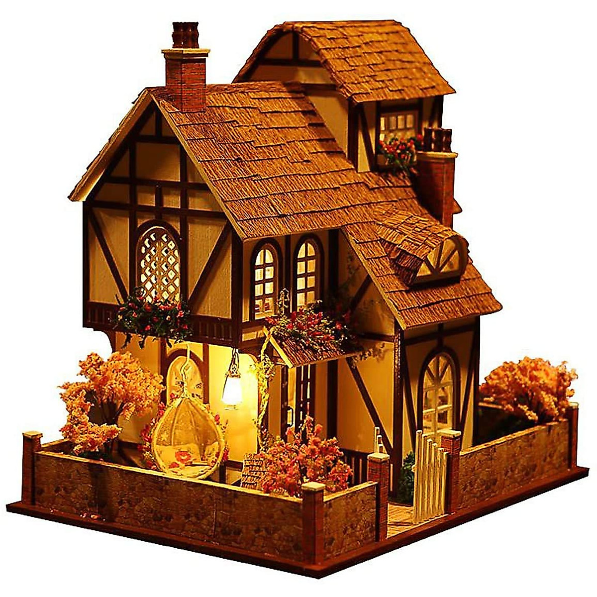 DIY Miniature Dollhouse Kit with Music Box Rylai 3D Puzzle Challenge for Adult Kids (Flower Town)