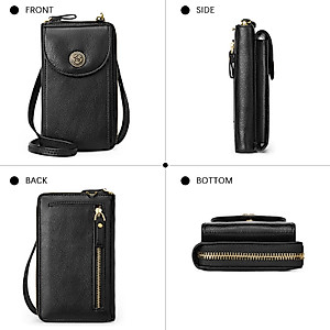 BROMEN Small Cell Phone Purse Crossbody Bags for Women Vegan Leather Wallet Purses with Credit Card Holder Black