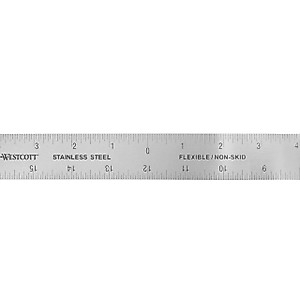 Westcott ZC-24 Zero Center Stainless Steel Metal Ruler with Non-Slip Cork Base, 24 In