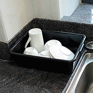 Callyne 4-Pack 8 L Black Small Plastic Kitchen Bus Tubs, Commercial Bus Box