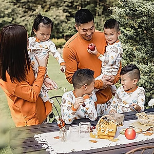 Burt's Bees Baby Baby Kids 2-Piece Family Jammies Matching Holiday Organic Cotton Pajamas, Turkey Time, 6 Years