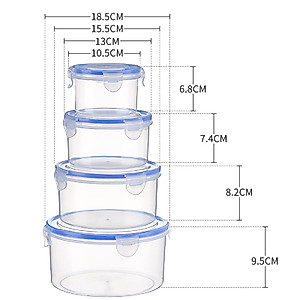 Rehomy 4pcs Meal Prep and Food Storage Container Set Easy Snap Lock Plastic Containers for Food Storage Meal Prep