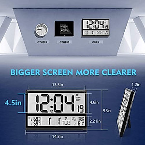 Atomic Clock DOVEET-Digital Wall Clock Never Needs Setting/ Easy to Read/Easy Set Up/Indoor Outdoor Temperature-Wireless Outdoor Sensor Battery Powered(4.5" Numbers)