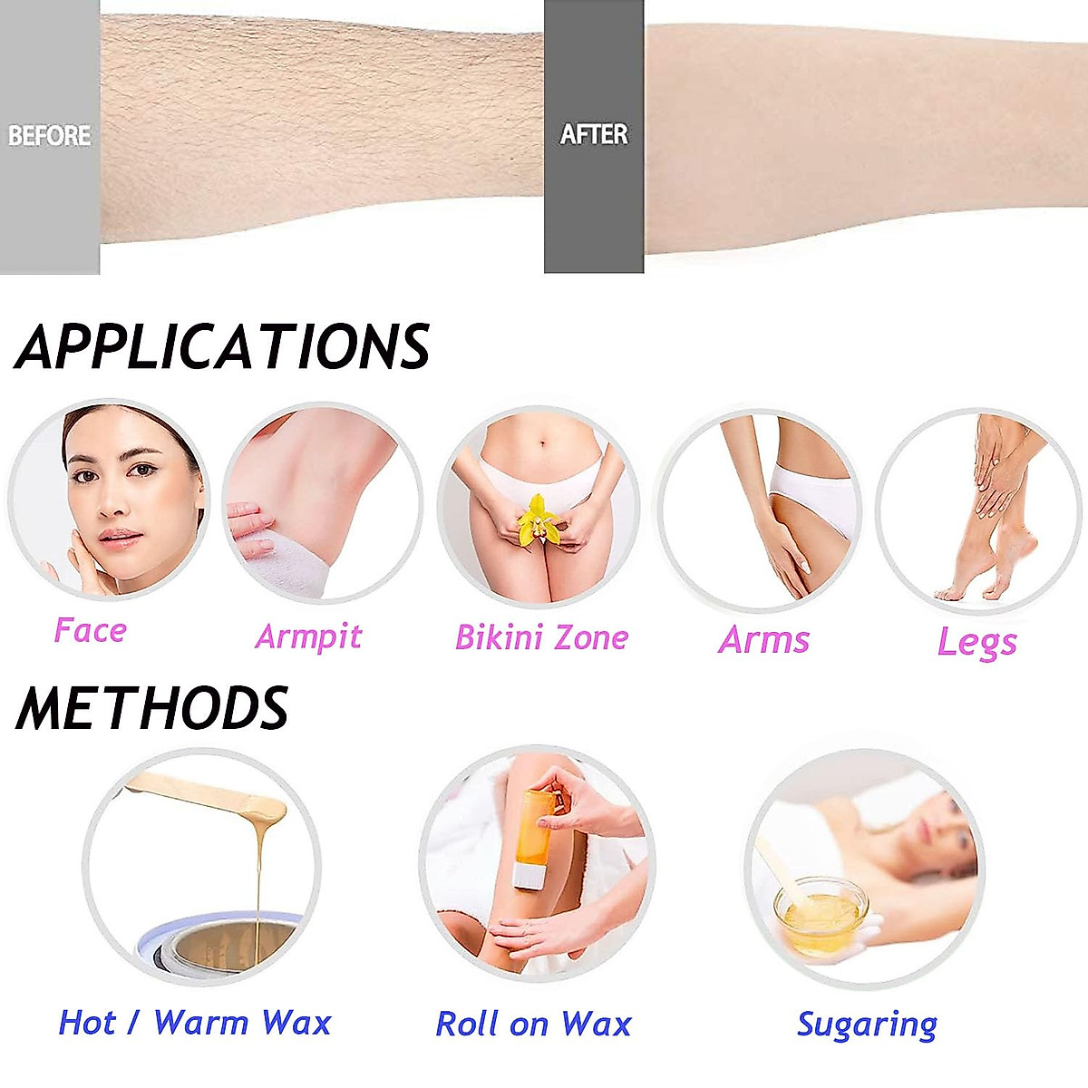 BlueZOO Wax Strips 100Pack Professional Salon Non-Woven Waxing Strip Skin-friendly Depilatory Paper for Facial and Body Hair Removal Women Men Home & Travel Porable, 7.9 x 2.8 Inches