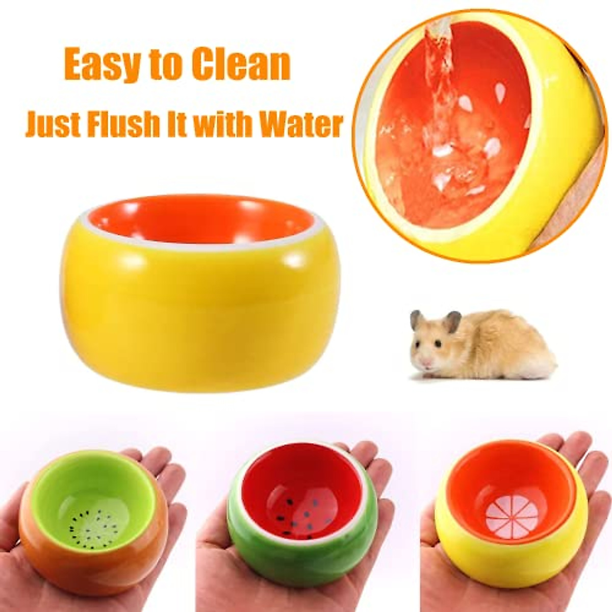 Bangminda 3Pcs Hamster Bowl Ceramic Small Animal Water Bowl Prevent Tipping Anti-Bite Ceramic Feeding Bowls for Guinea Pig Gerbil Ferret Syrian Hamster Chinchilla Rat Hedgehog Bunny