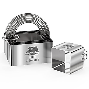 M JINGMEI Square Biscuit Cutter Set 1.75inch 2inch 2.25inch 2.75inch 3.25inch, Stainless Steel Cookies Cutter with Handle, Professional Baking Dough Tools,5pcs set