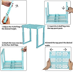 Adjustable Locker Shelf for School, Height and Width Adjustable Locker Organizer, Locker Stand Shelf for Work, Stackable Locker Tools for Gym Lockers, Office, Back to School Essentials, Mint Blue