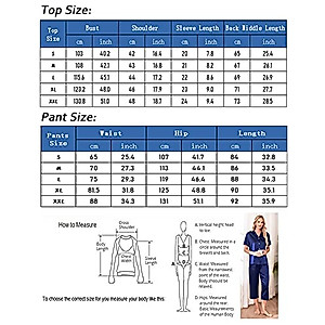 SWOMOG Women Satin Pajama Set Short Sleeve Sleepwear Capri Silk Pjs Set 2 Piece Loungewear Button Down Nightwear with Pockets