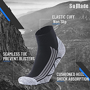 SuMade Waterproof Hiking Socks,Womens Mens Rainy Day Water Resistant Athletic Lightweight Breathable Dry Fit Anti-blister Cushioned Trekking Cycling Socks 1 Pair (Black,Small)