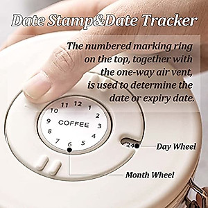 ANTOWALL Coffee Containers Stainless Steel 1.8L Coffee Jar Canister Airtight Storage Coffee Tank With Scoop & Date Tracker For Coffee Bean, Tea, Sugar, Flour (Black)