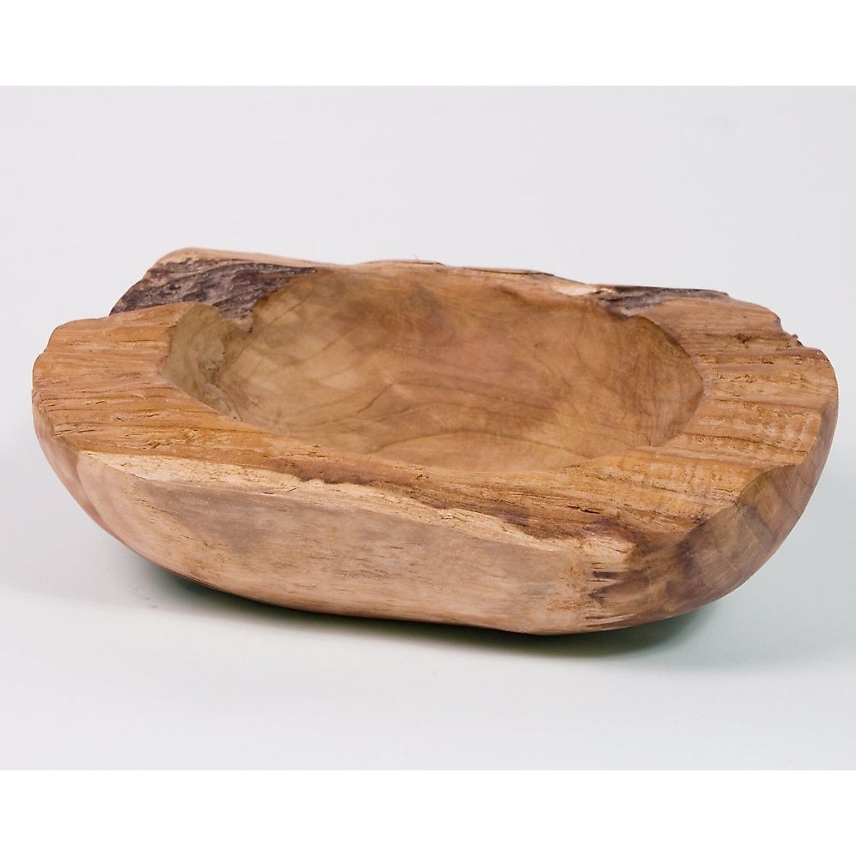Garden Age Supply Hand Sculpted Natural Reclaimed Teak Wood Bowl Planter (Medium)