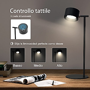 Koopala LED Table Lamps, Rechargeable LED Desk lamp with Magnetic, Cordless Desk Lights with USB Charging Port, 3 Brightness Levels Eye-Caring Reading Lamp Removable Wall Lamp for Home Office Study
