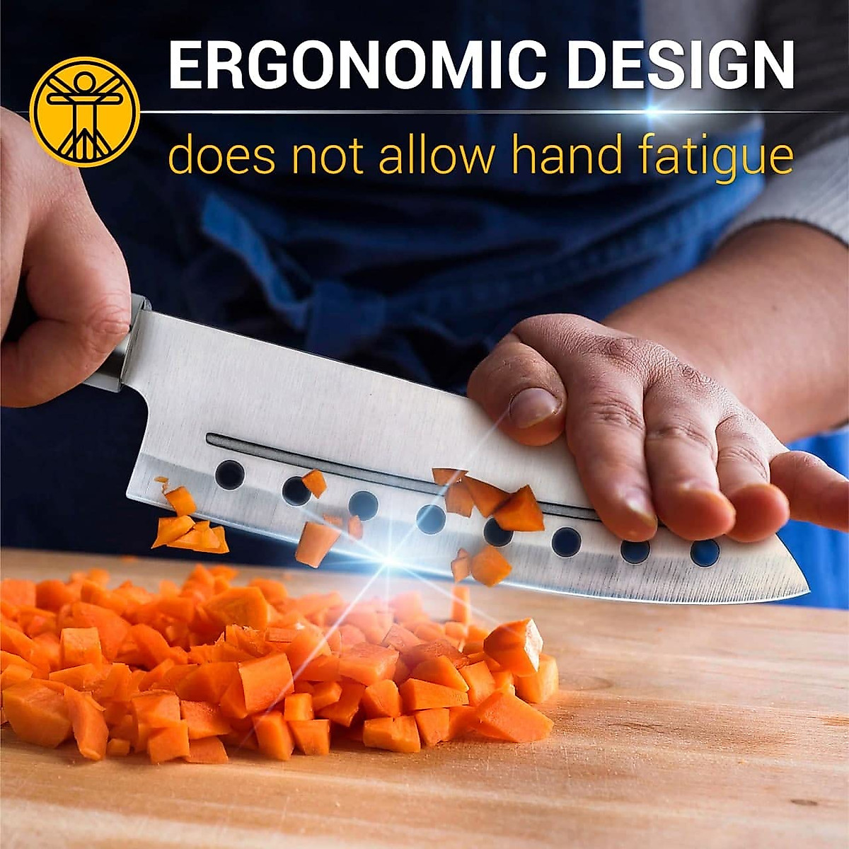 MIU Santoku Knife 7 inch, Multipurpose for Chef with Comfortable Plastic Handle