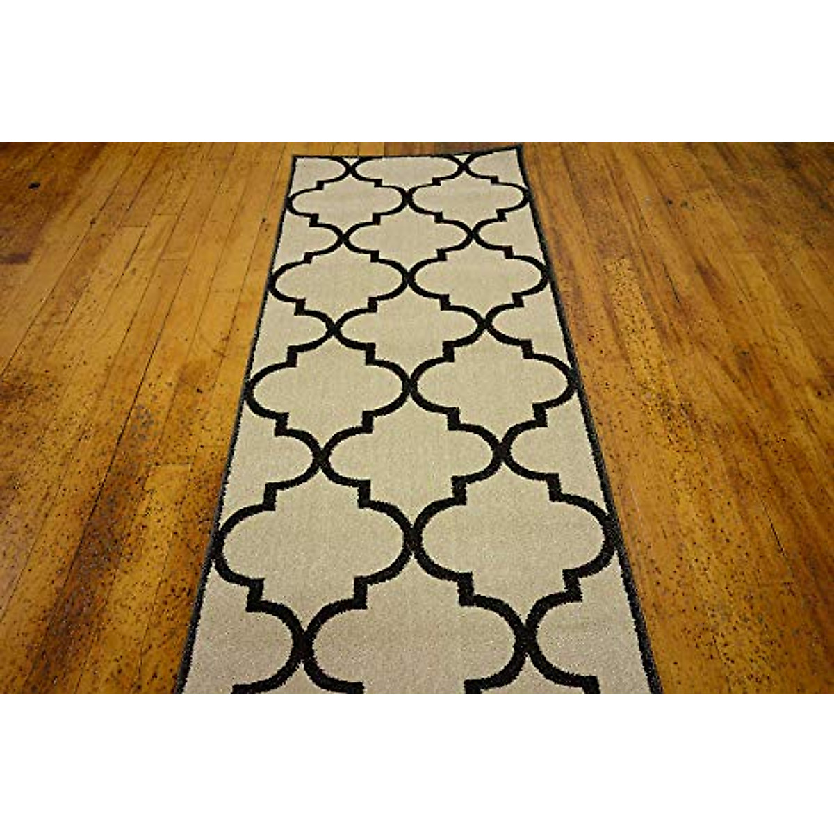 Unique Loom Trellis Collection Modern Morroccan Inspired with Lattice Design Area Rug, Runner 2' 7" x 10' 0", Beige/Black