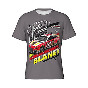 Ryan Blaney 12 Men's T-Shirt Crewneck T-Shirt Tight Sport Short Sleeve Classic Printing Performance