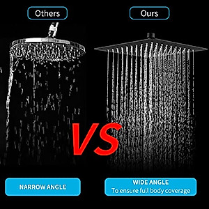 GELE Rainfall Shower Head, 10 Inch High Pressure Shower Head, Ultra -thin Matte Black Shower Head Without Shower Arm, Stainless steel