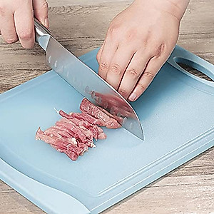 WHLONG Chopping Board-Plastic Chopping Board- for Kitchen with Juice Grooves， Non-Porous Easy to Grip Cutting Boards ( Color : Pink )