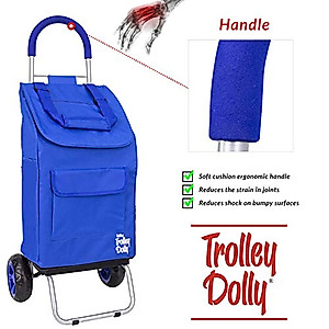 dbest products Trolley Dolly, Blue Foldable Shopping cart for Groceries with Wheels and Removable Bag and Rolling Personal Handtruck, Standard