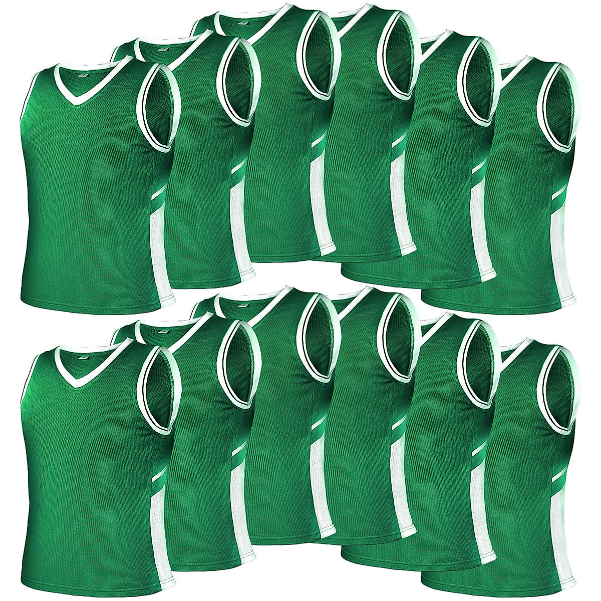 Sintege 12 Pcs Blank Basketball Jersey Youth Basketball Practice Jerseys Athletic Sports Shirts Plain Boys Team Uniform (Green)