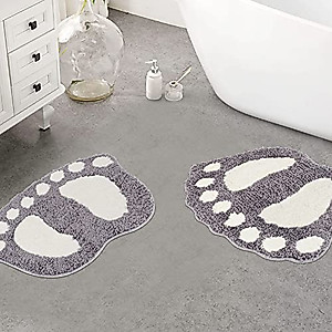 DIGHEIGG Bathroom Rugs, Bath Mats Water Absorbent Non-Slip for Bathroom, Shower, Room, Soft Microfiber Bath Mat Machine Washable Bath Mat Big Feet Bathroom Mat (Gray 16x24&#039;&#039;)