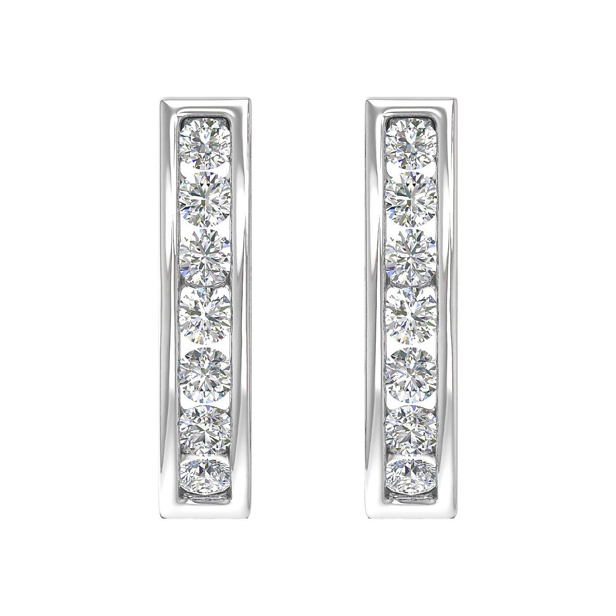 1 Carat Channel Set Diamond Women's Hoop Earrings in 14K White Gold