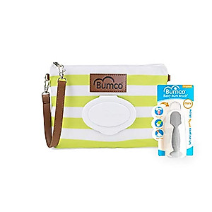 Bumco Diaper Clutch Bag and Mini Diaper Cream Spatula - Baby Travel Essential, Small Baby Bag with Wipes Dispenser, BPA-Free Butt Spatula Baby, Mini Diaper Cream Applicator with Case, Baby Essentials