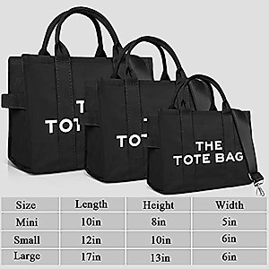 Rezido The Tote Bag for Women Crossbody Canvas Tote Bag Traveler Handbag Zipper Canvas Tote Bag A-black