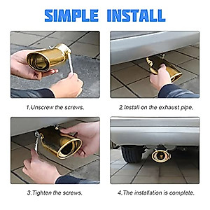 Exhaust Tips Stainless Steel, Car Exhaust Tail Muffler Tip Pipes Muffler Modification, Inlet 2.5" Outlet 3.2" Polished Finished Tail Pipe, Auto Replacement for Most Cars Sedans Trucks (Black/Straight)