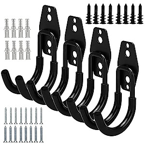 Steel Garage Storage Utility Double Hooks, Heavy Duty Hangers Wall Mount Holder U Hook Garage Organizer for Power Tools, Bikes, Ladders, Ropes, Hoses, Bulk Items Storage